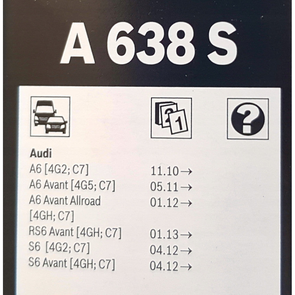 Scheibenwischer Bosch A638S, 65/53cm, Audi A6, A6 Avant, RS6 Avant, S6 ...
